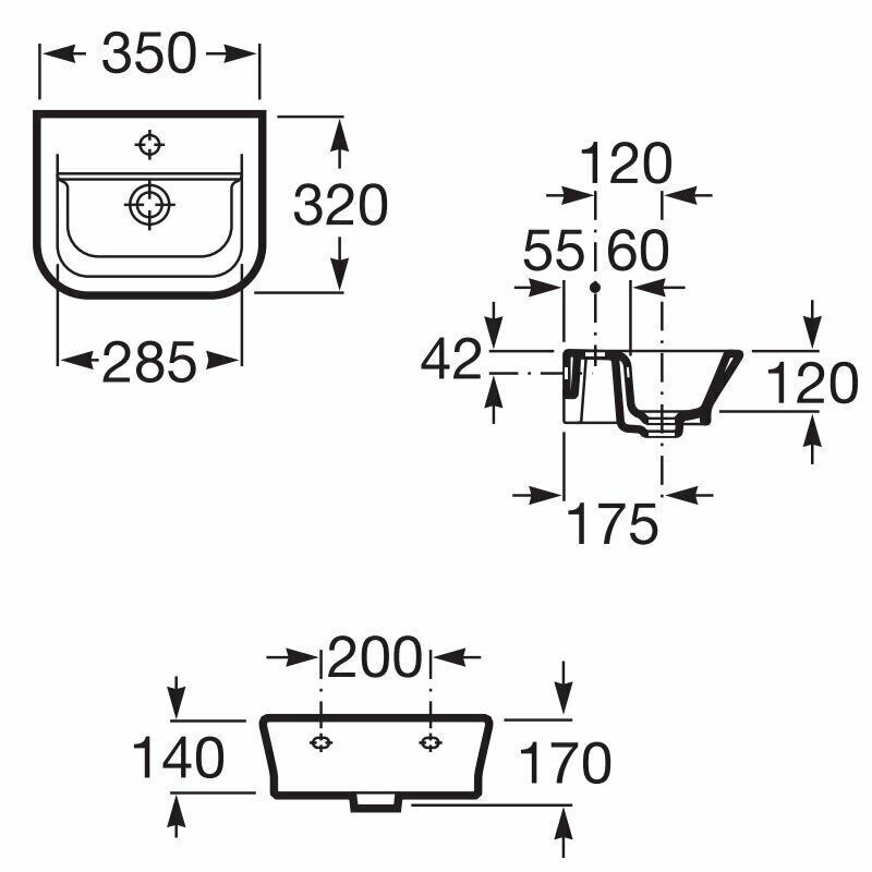 Roca The Gap Wall Hung Cloakroom Basin 350mm Wide 1 Tap Hole – Surplus ...